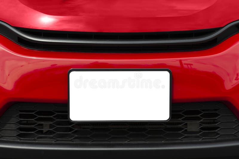 White License Plate on Red Car Stock Photo - Image of sedan, auto: 55047532