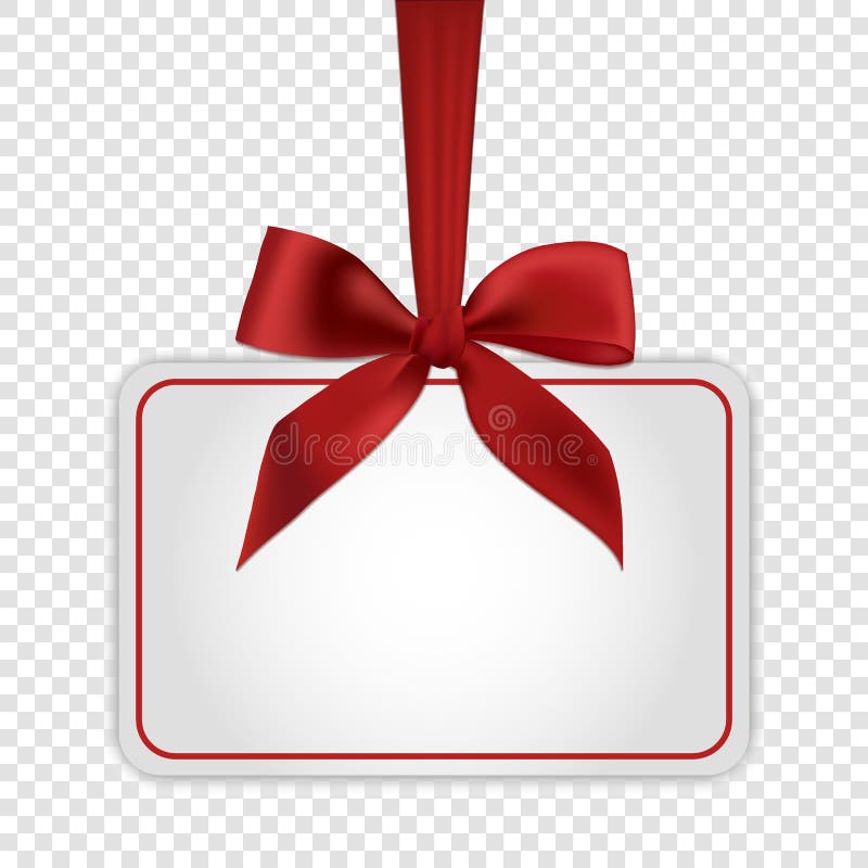 Blank White Gift Card Template with Red Bow Stock Vector - Illustration ...