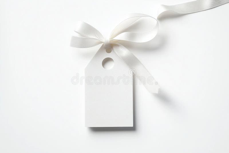 Blank White Gift Tag with Ribbon on White Background. Simple Design for ...