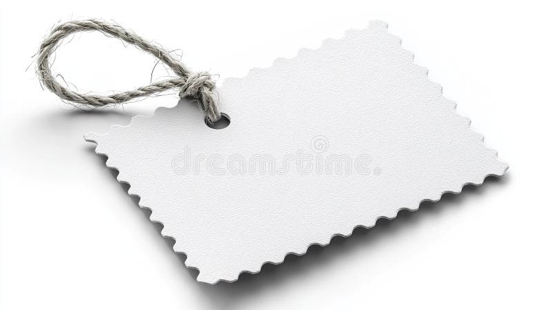 Blank White Gift Tag with String on White Background Stock Illustration ...