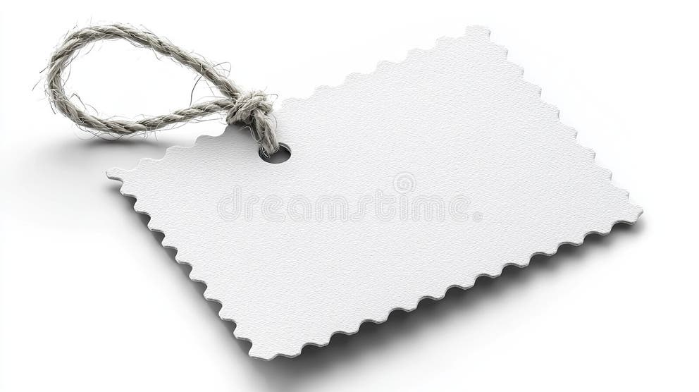 Blank White Gift Tag with String on White Background Stock Illustration ...