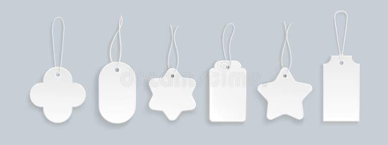 Blank White Gift Tags with String Loops Stock Vector - Illustration of ...