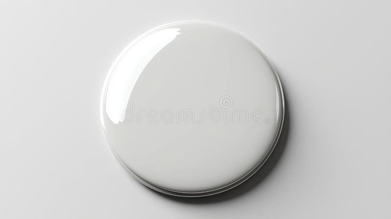 Blank White Glossy Round Button. Realistic Pin Badge. Glossy Metallic ...