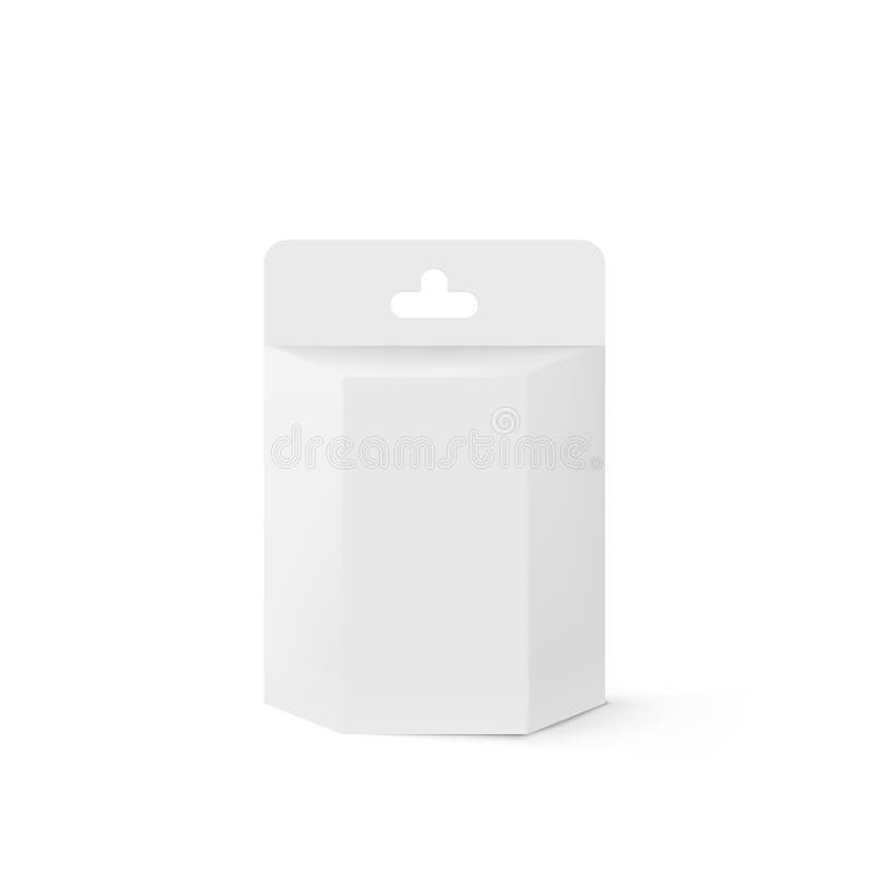 Blank White Hanging Box Packaging Mockup. Vector Stock Illustration ...
