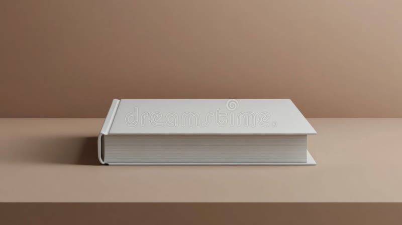 Blank White Hardcover Book on Beige Shelf Stock Illustration ...