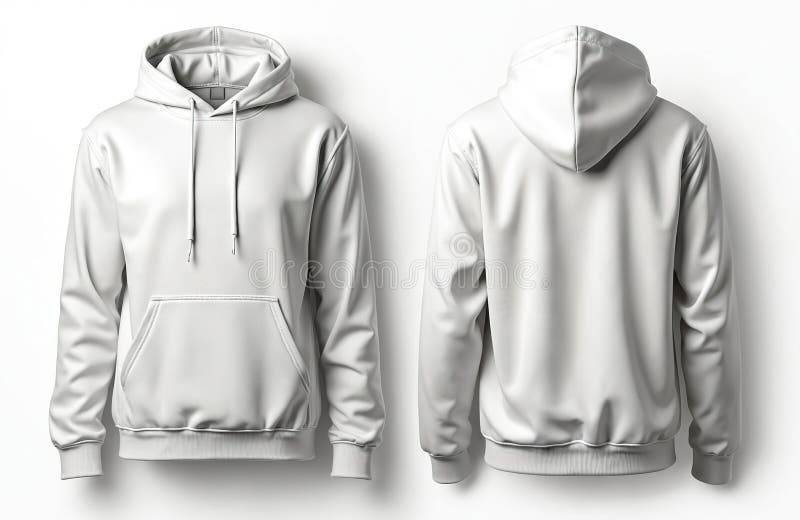 Blank White Hoodie Mockup Front and Back Views for Apparel Design Stock ...