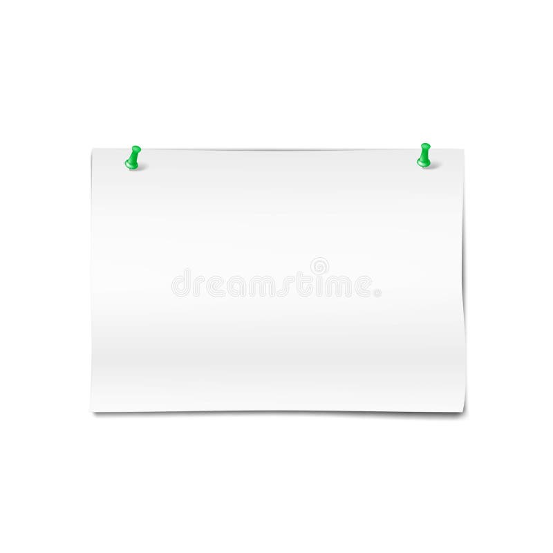 Blank White Horizontal Paper Sheet with Two Push Pins - Mock-up ...