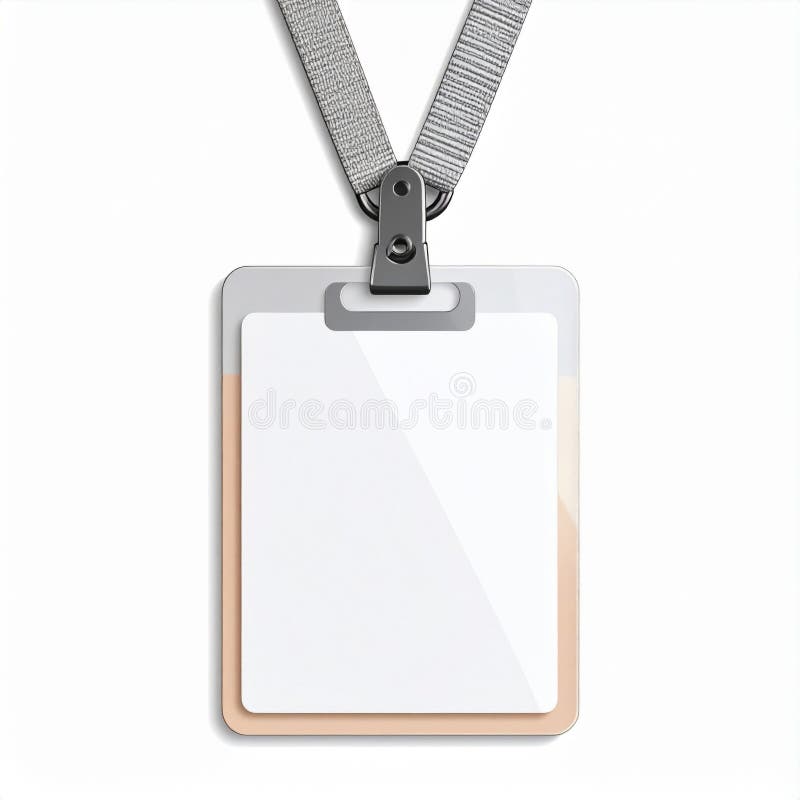 Blank White ID Card with Gray Lanyard Stock Illustration - Illustration ...