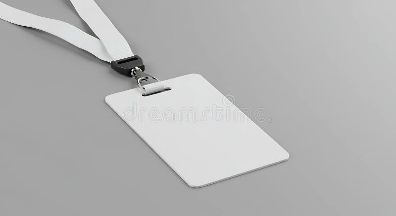 Blank White ID Card with Lanyard Stock Illustration - Illustration of ...