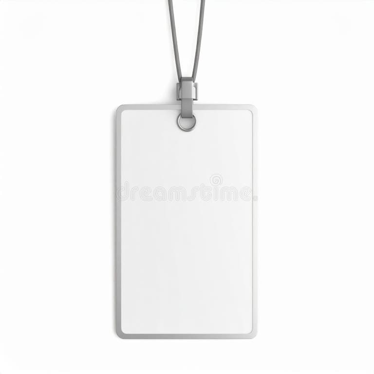 Blank White Identification Tag with Silver Lanyard Stock Illustration ...
