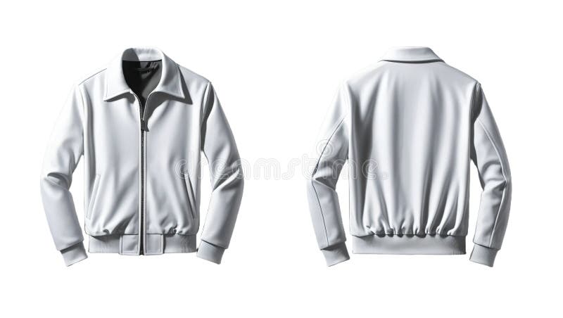 Blank White Jacket Mockup on White Background, Front and Back View ...