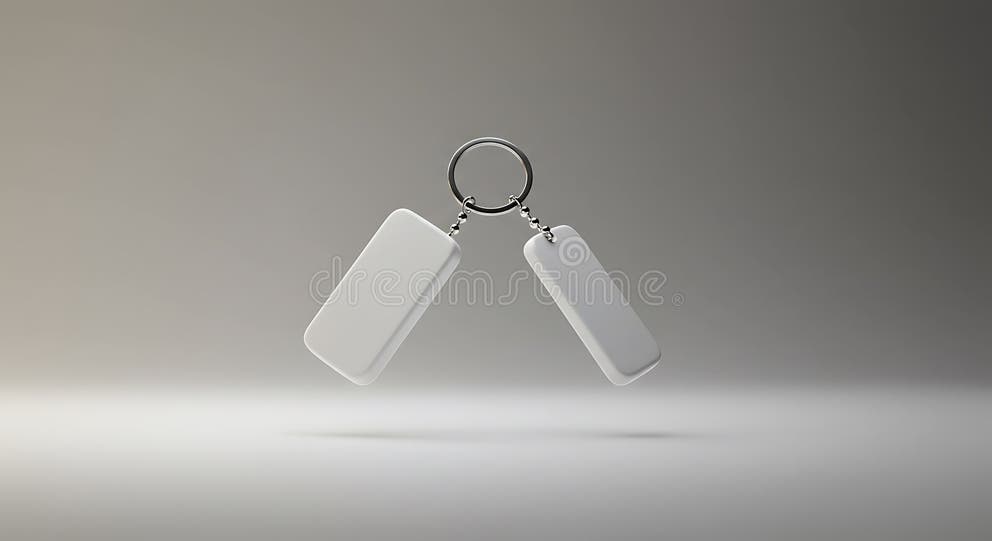 Blank White Keychain Mockup Floating in Studio for Brand Promotion ...