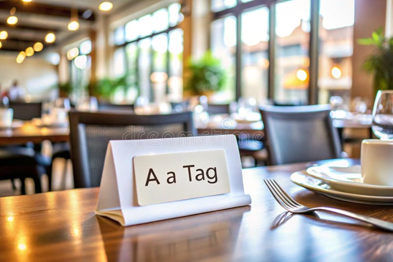 Blank White Label on Table in Restaurant Stock Illustration ...