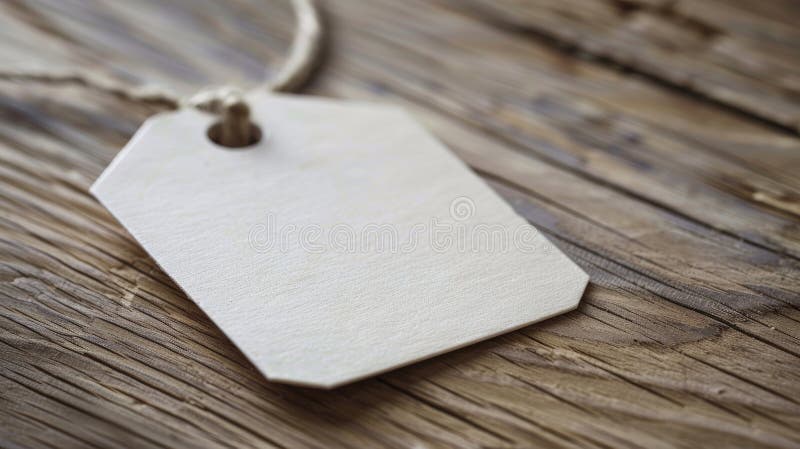 Blank White Label Tag with String on Simple Background. Stock Image ...