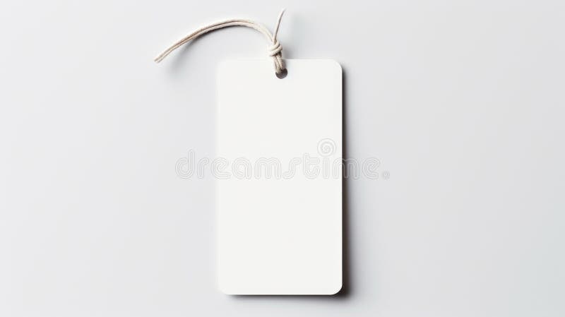 Blank White Label Tag with String on Simple Background. Stock Photo ...