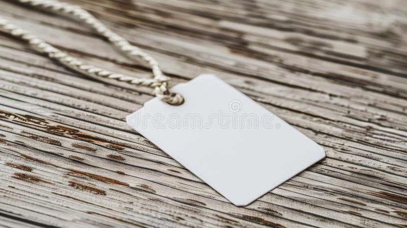 Blank White Label Tag with String on Simple Background. Stock Image ...