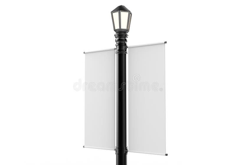 Blank White Lamp Post Banner Poster 3d Render for Mock Up and Template ...