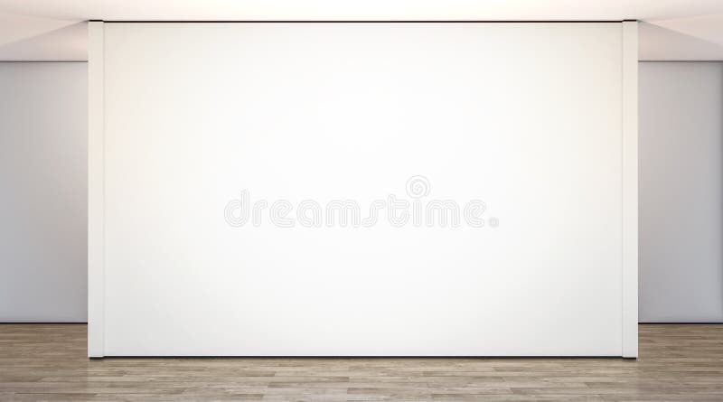 Blank White Large Gallery Wall in Studio Mockup, Front View Stock ...