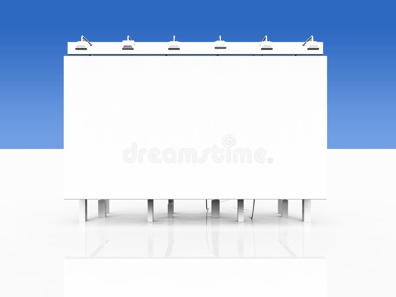 Blank White Large Sign with Lights Stock Illustration - Illustration of ...