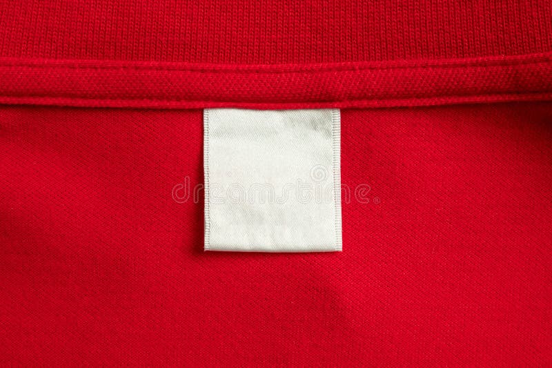 Blank White Laundry Care Clothes Label on Shirt Fabric Texture ...