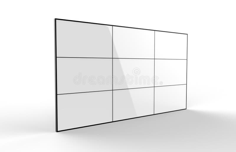 Blank White LCD Display Multi Screen Video Wall. 3d Render Illustration ...