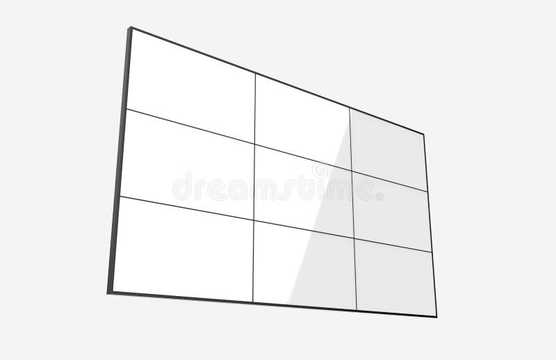 Blank White LCD Display Multi Screen Video Wall. 3d Render Illustration ...