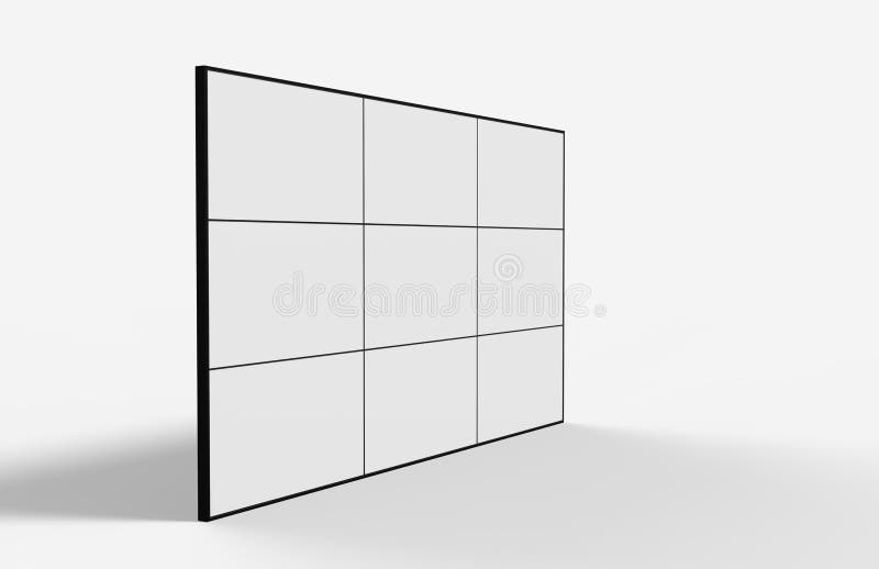 Blank White LCD Display Multi Screen Video Wall. 3d Render Illustration ...