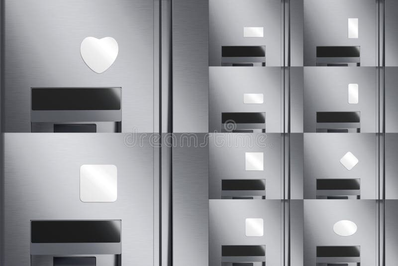 Blank White Magnet on Fridge Mockup, Different Shapes, Front View Stock ...