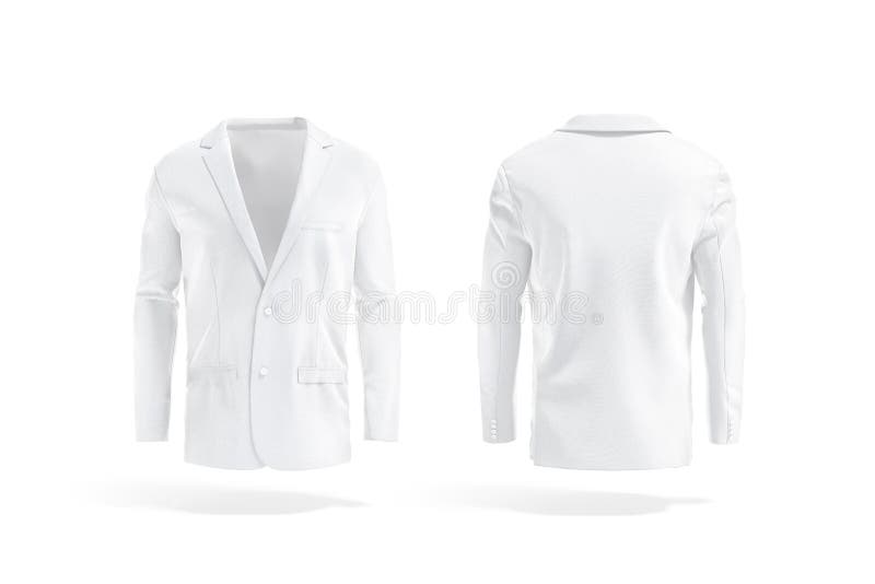 Blank White Men Blazer Mockup, Front and Back View Stock Illustration ...