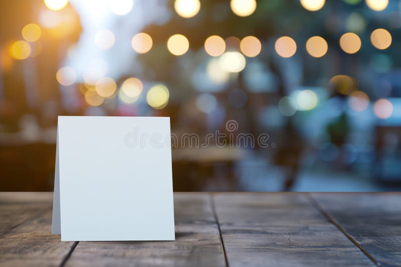 Blank White Menu Card on Wooden Table Stock Image - Image of ...