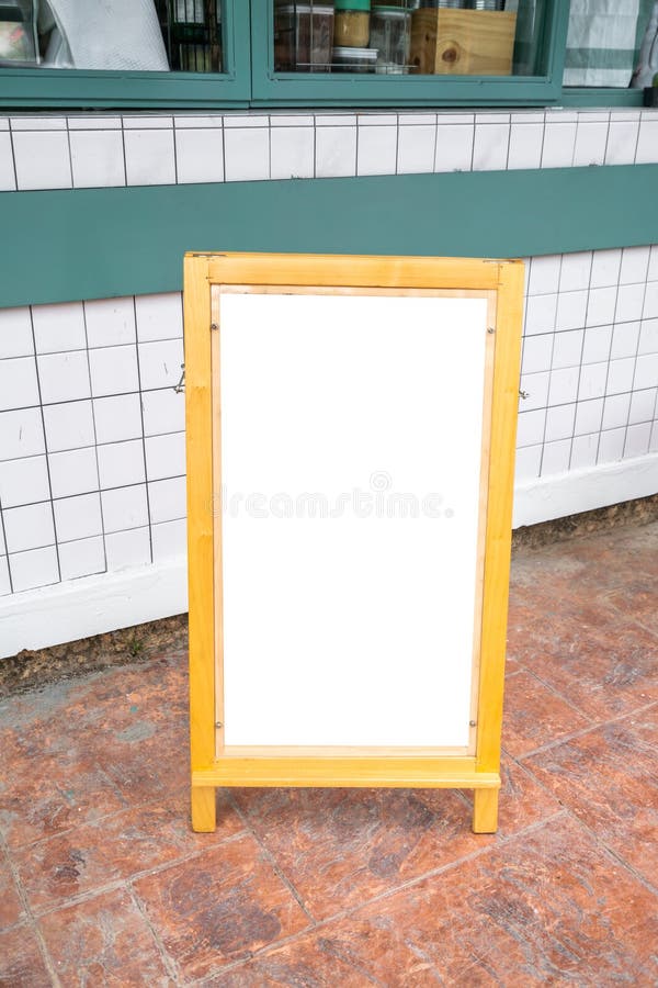 Blank White Menu Stand on Floor in Front of Restaurant Stock Image ...