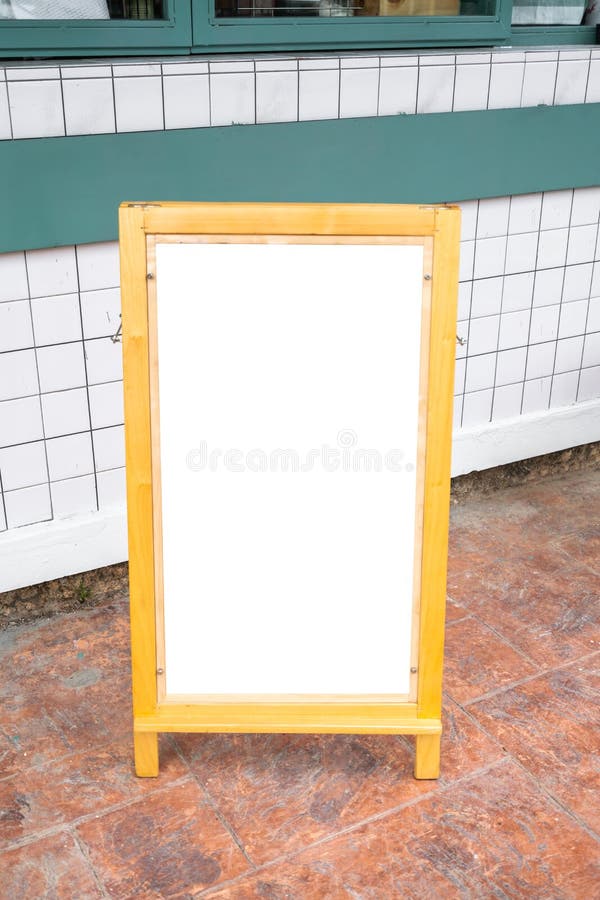 Blank White Menu Stand on Floor in Front of Restaurant Stock Image ...