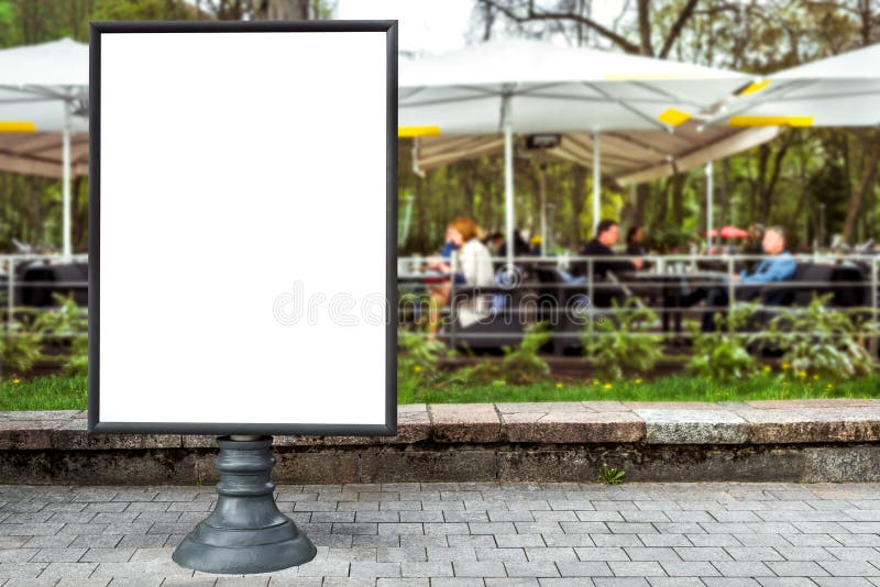 Blank White Mockup of Street Restaurant Vertical Poster Billboard Stock ...