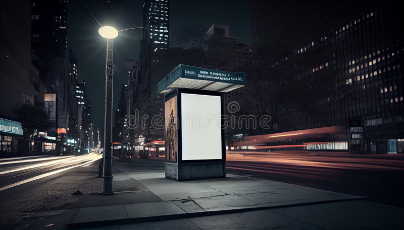 Blank White Mock Up of Vertical Light Box in a Bus Stop Stock Photo ...