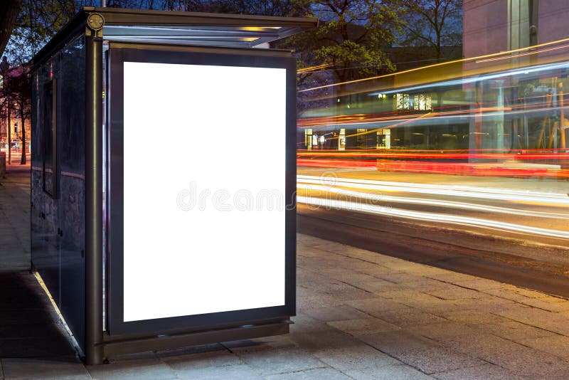 Blank White Mock Up of Vertical Poster Light Box in a Bus Stop Stock ...