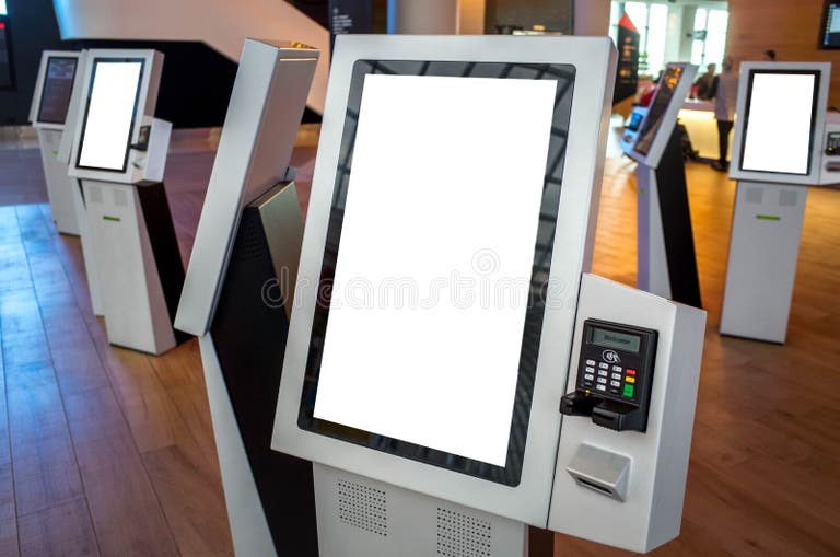 Blank White Mockup Background Texture Template of a Kiosk Machine with ...