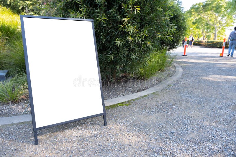 Blank White Mockup Template of a Standing Board on Side of a Path in a ... Blank White Mockup Template of a Standing Board on Side of a Path in a ...