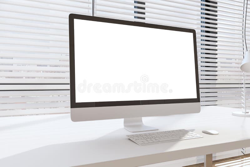 Blank White Computer Monitor with Copyspace for Your Text on White ...