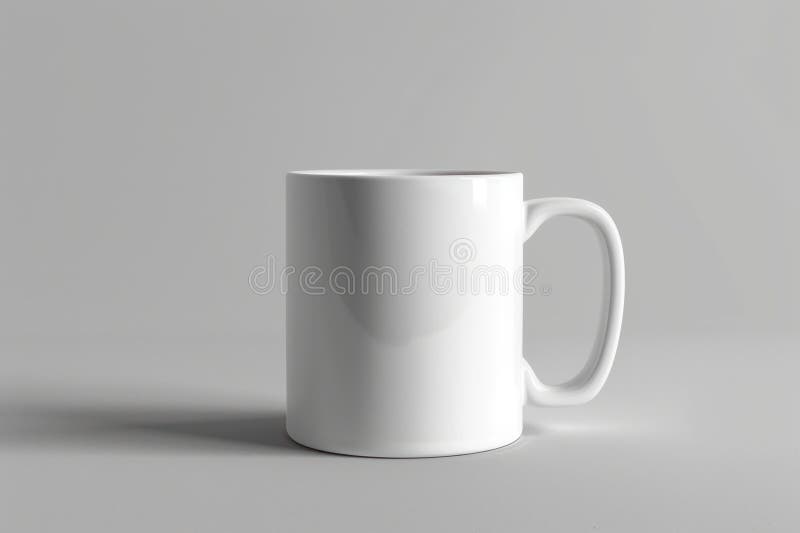 Blank White Mug on Gray Background for Mockup Stock Image - Image of ...