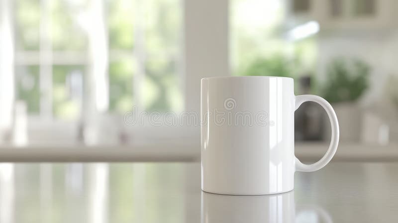 Blank White Mug on Kitchen Counter Modern Kitchen Setting Perfect for ...