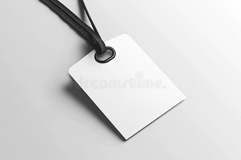 Blank White Name Tag with Black Lanyard on a Clean White Background ...