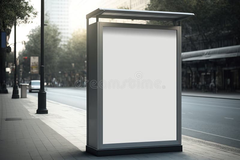 Blank White Neon Box Display Mockup on the Street, Generative AI Stock ...