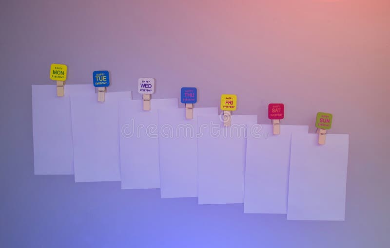 Blank White Note Paper with daily Text Clips and Happy Everyday Stock ...