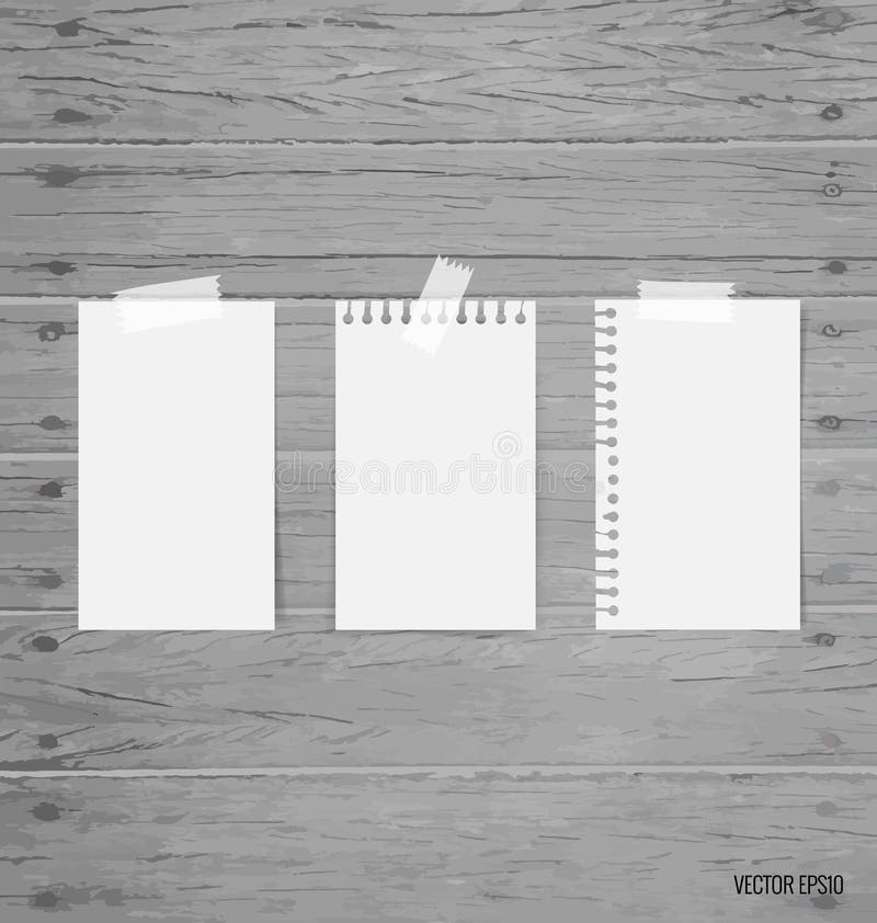 Blank White Note Papers, Ready for Your Message. Vector Illustration ...