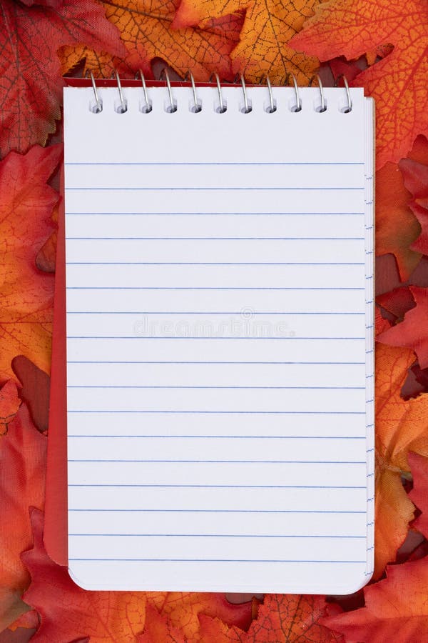 Blank White Notebook with Fall Leaves for Your Autumn Message Stock ...