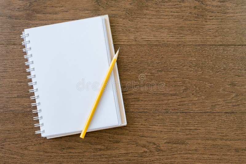 Blank White Notebook on Wooden Texture Background Stock Photo - Image ...