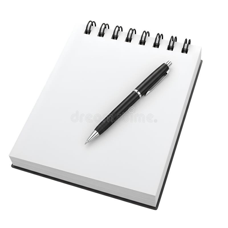 A Close Up Shot of a Blank White Notepad with a Black Pen Resting on ...
