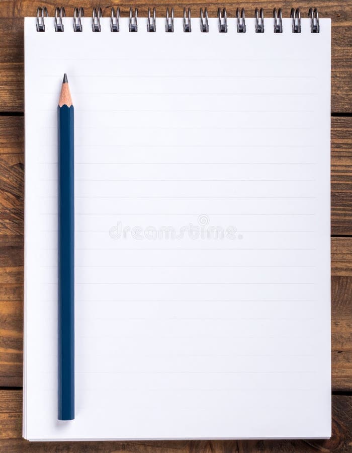 Blank White Notepad with Pencil on Rustic Brown Wooden Table Top View ...