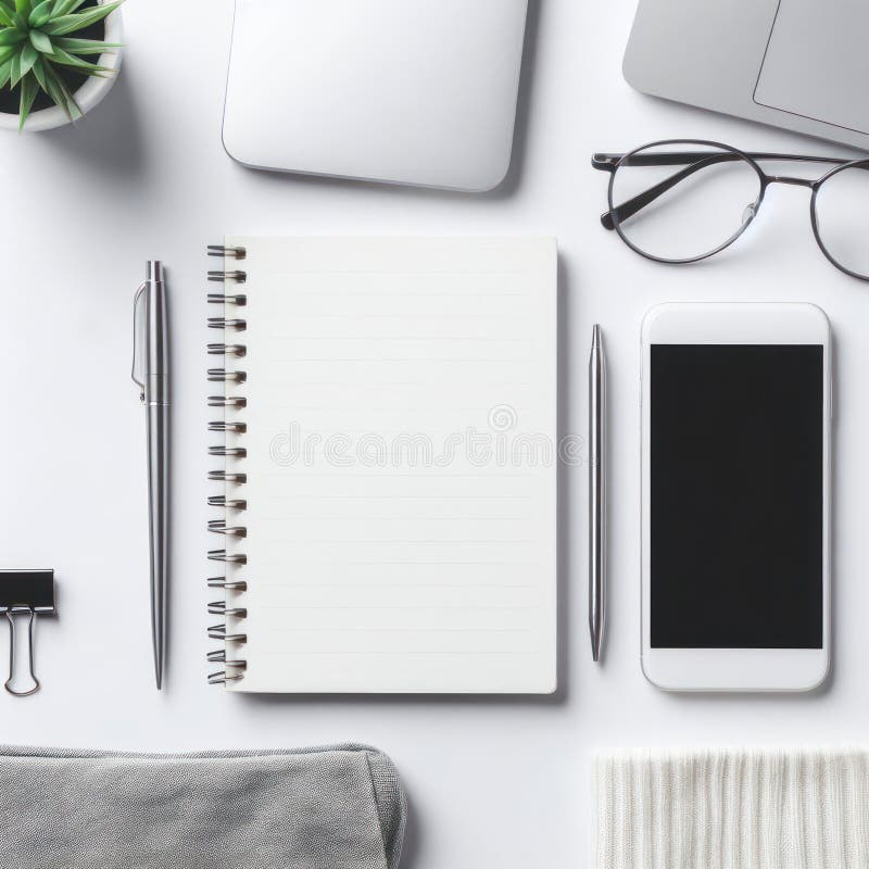 Blank White Notepad Sheet As Mock Up for Writing with Glasses. Ai ...