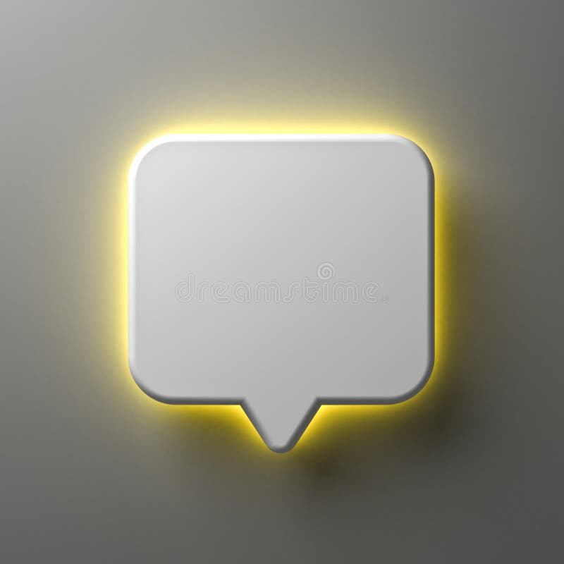 Blank Notification Speech Bubble Sign Pin or Chat Bubble Neon Light ...